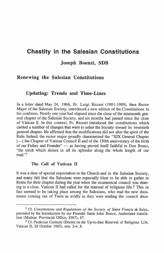 Chastity in Salesian Constitutions – Journal of Salesian Studies